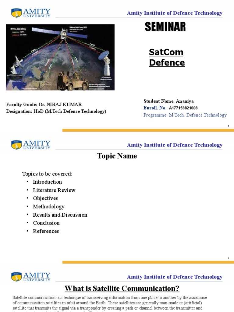Role of Satellite Communication in National Defense: An Overview of India's SatCom Defense ...