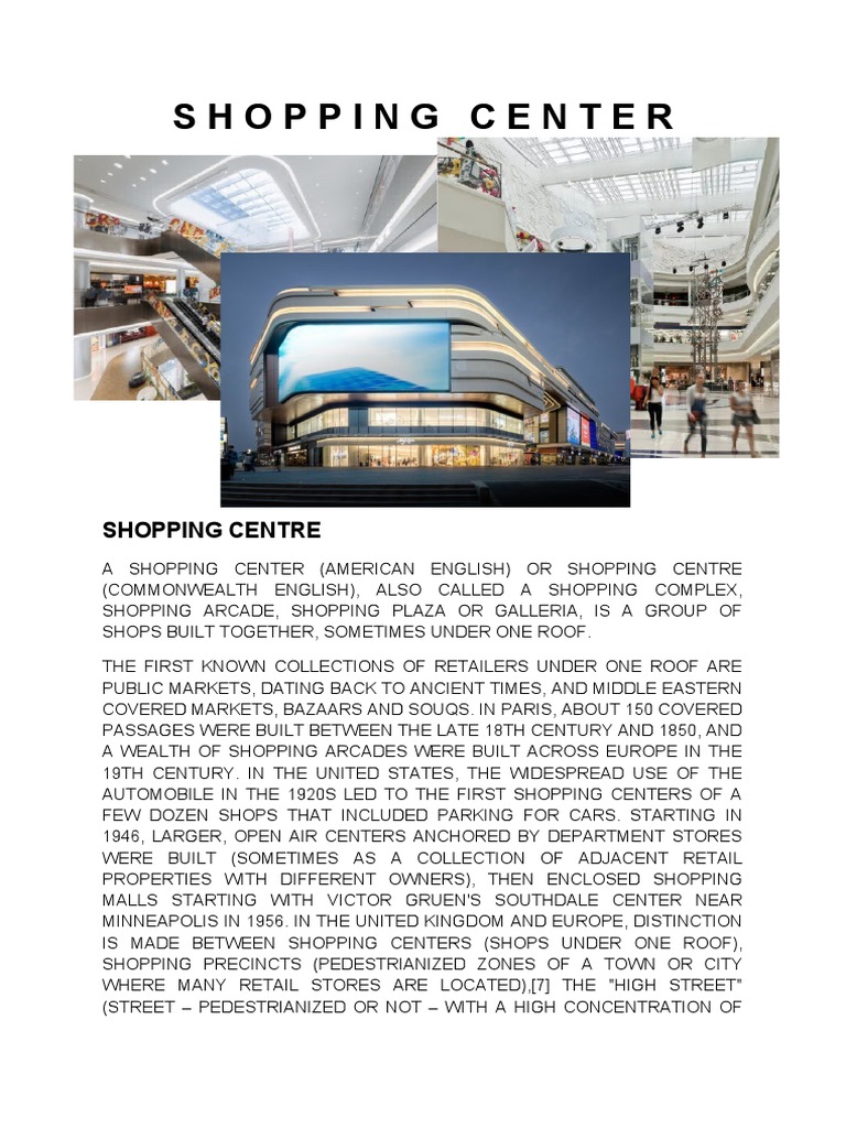 Classification and Characteristics of Shopping Center Types | PDF ...