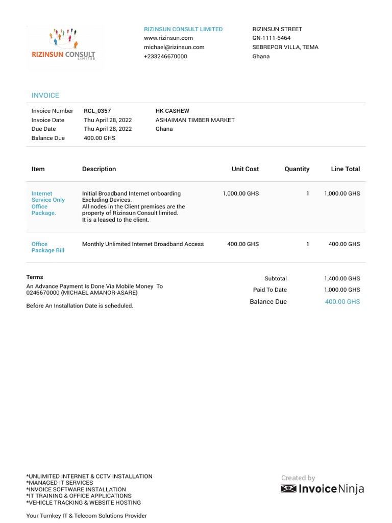 Invoice RCL 0357 | PDF