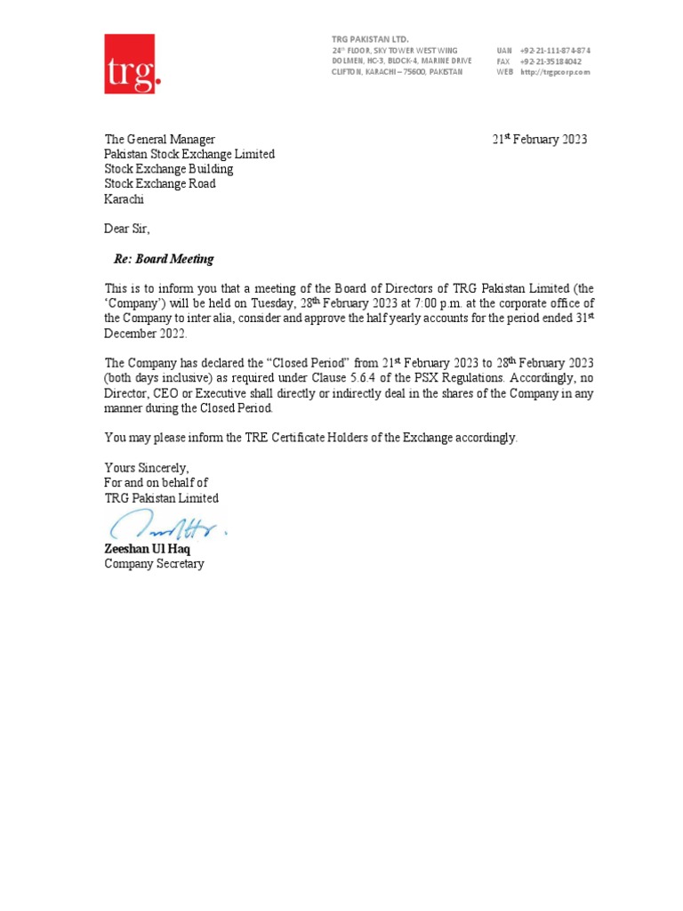 TRG Pakistan LTD | PDF