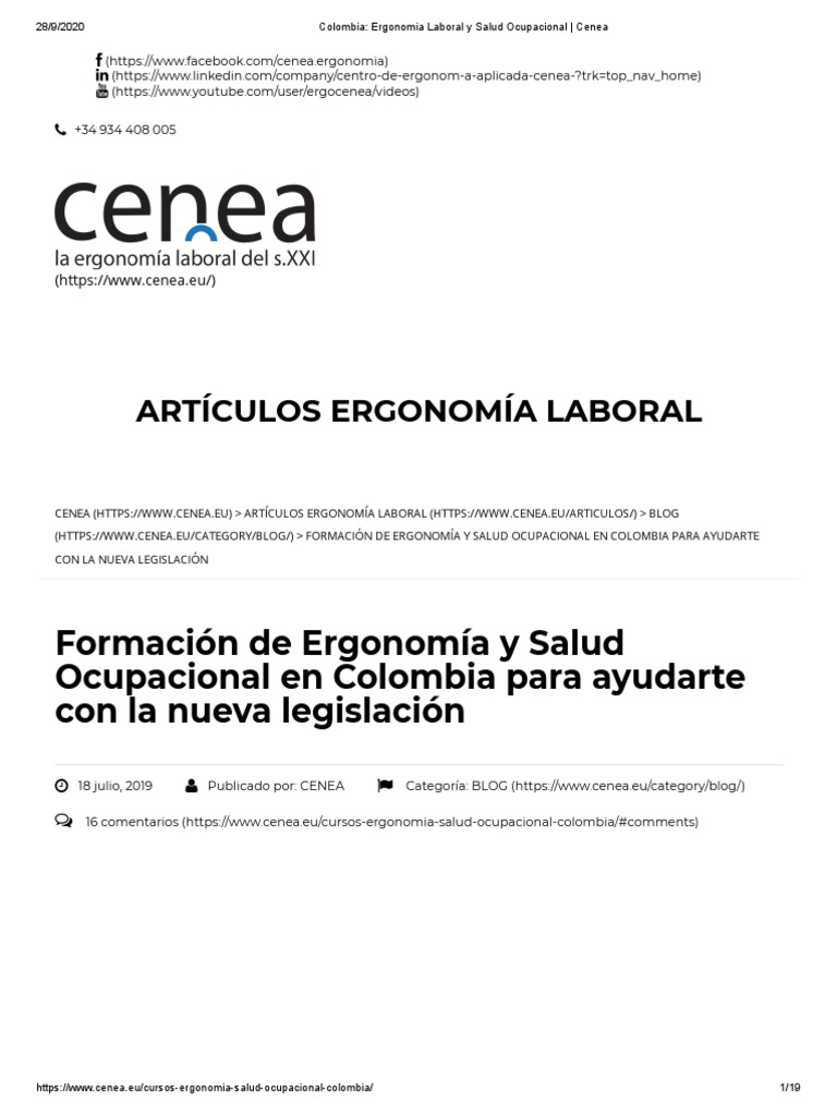 2019.cenea. Formacion de Ergonomia y Salud Ocupacional en Colombia | PDF | Seguridad y salud ...