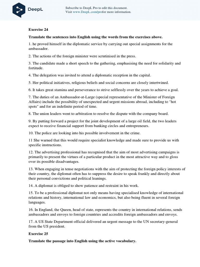 Exercises 1 (1) en-GB | PDF | Diplomacy | Ambassador