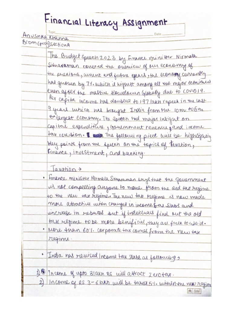 Financial Literacy Assignment | PDF