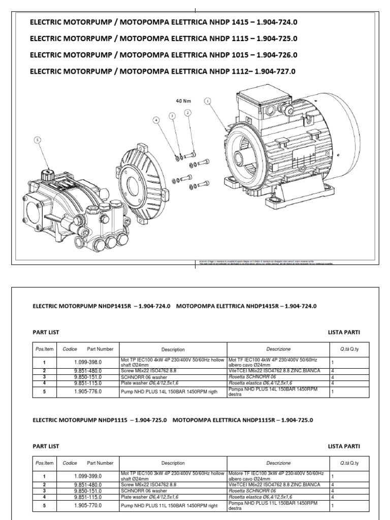 Technical+sheets+motopumps+nhdp Bombas | PDF | Home & Garden | Science ...