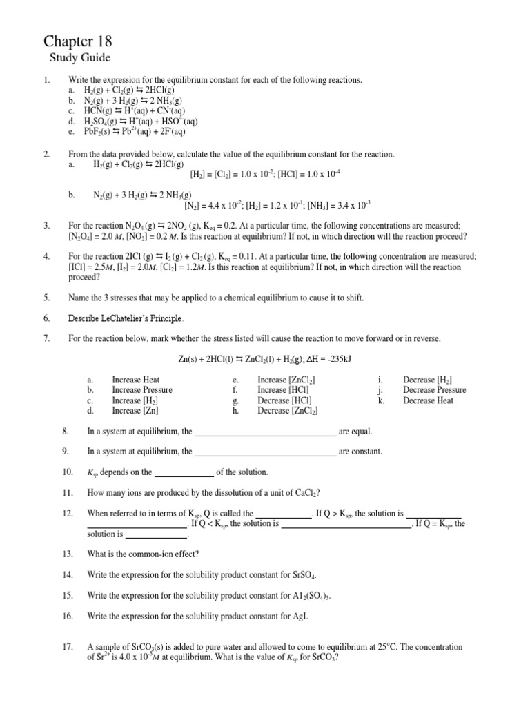 Chapter 18 - Study Guide | PDF | Solubility | Chemistry