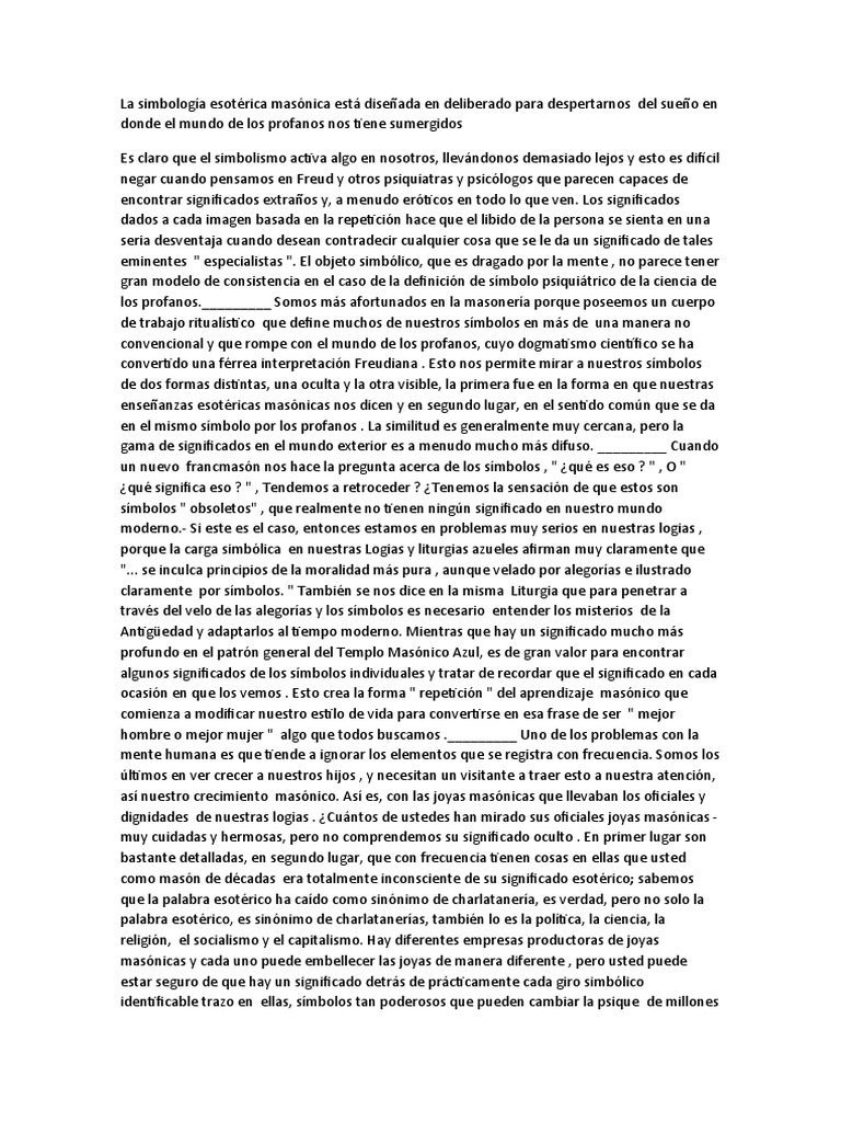 La Simbología Esotérica Masónica | PDF | Masonería | Los símbolos