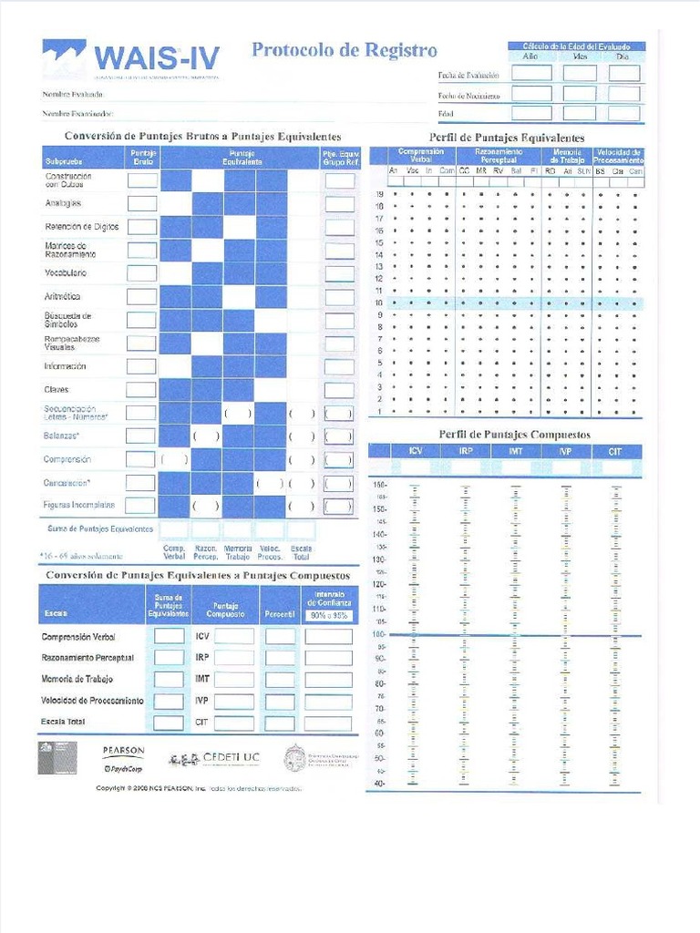 Protocolo Wais IV 1 | PDF