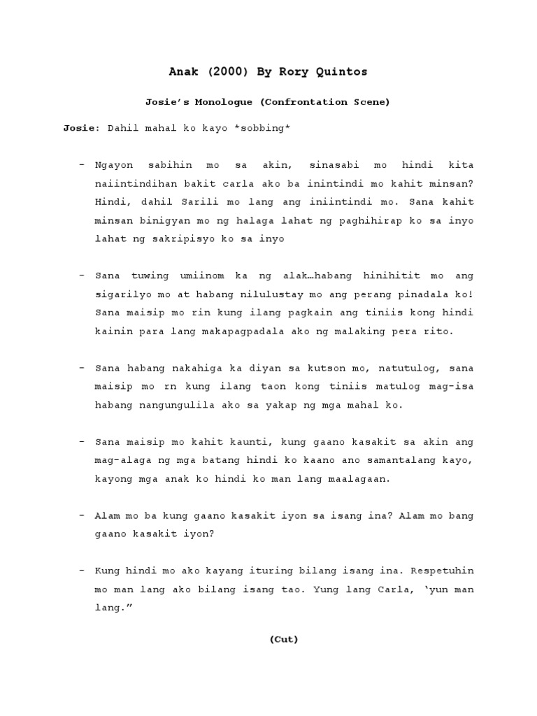 Anak Script (Josie's Monologue) | PDF