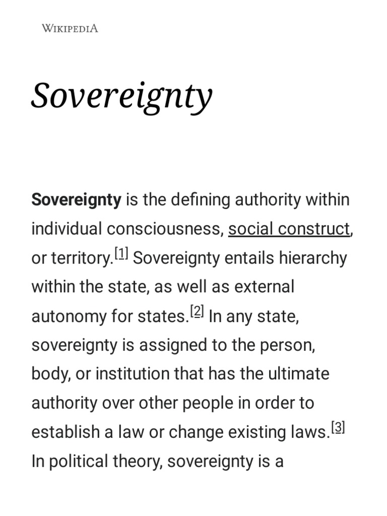 Sovereignty - Wikipedia | PDF | Sovereignty | Sovereign State