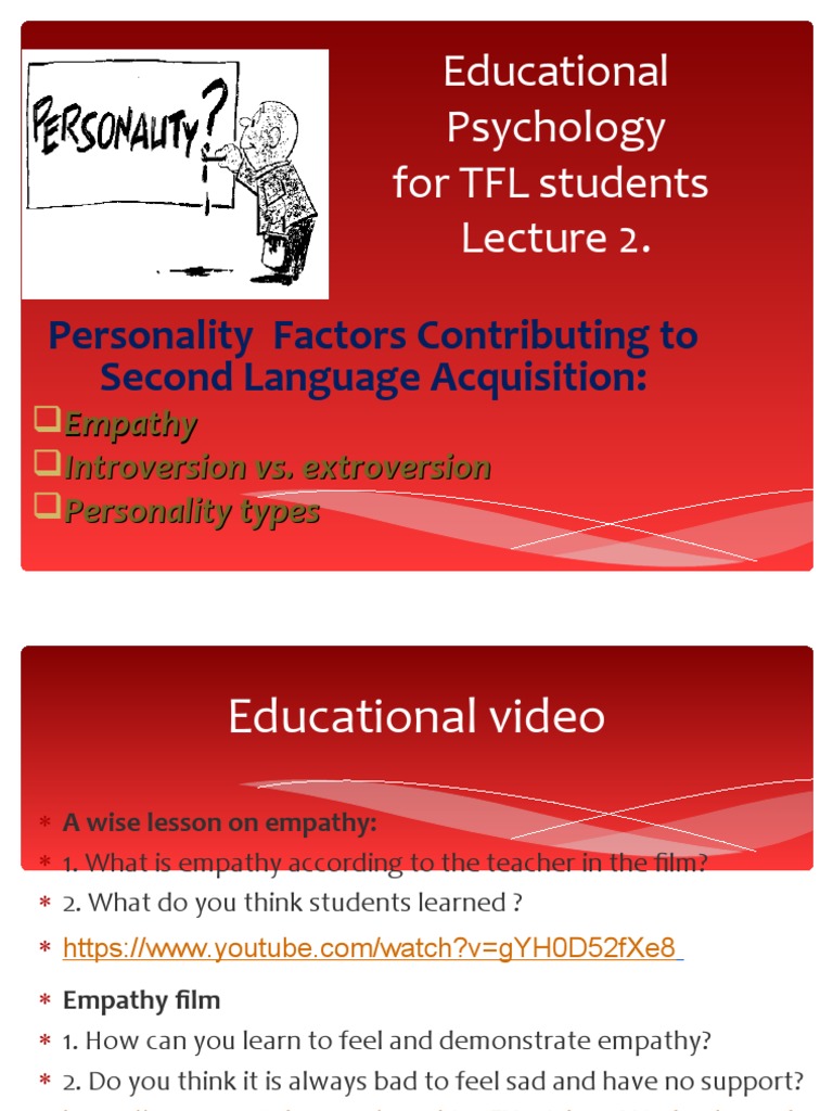 EduPsy Lecture 2 | PDF | Extraversion And Introversion | Empathy