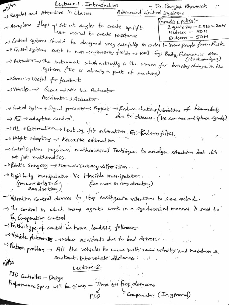 Advanced - Control - Systems Notes | PDF Advanced - Control - Systems Notes | PDF