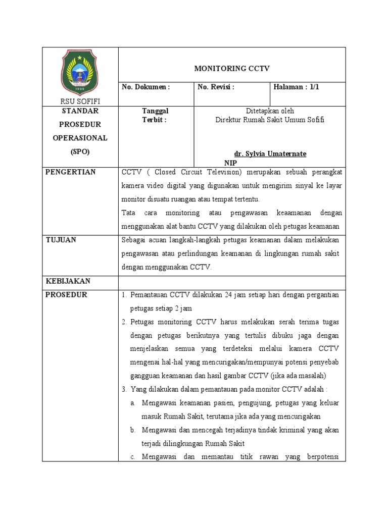 Sop Monitoring CCTV | PDF
