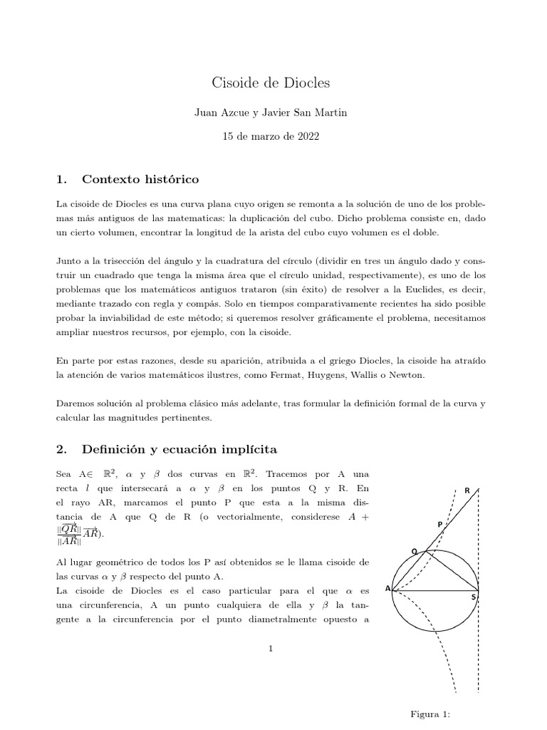 Cisoide de Diocles: Definición y Aplicaciones | PDF | Geometría ...