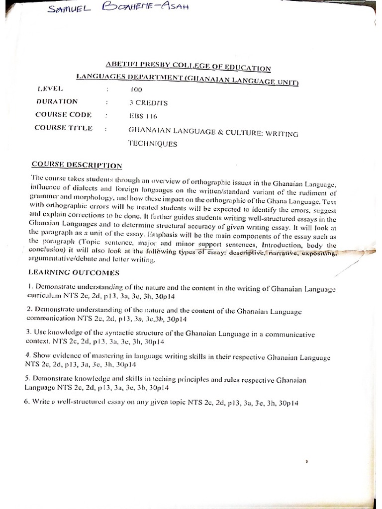 Ghanaian Language and Writing Techniques | PDF