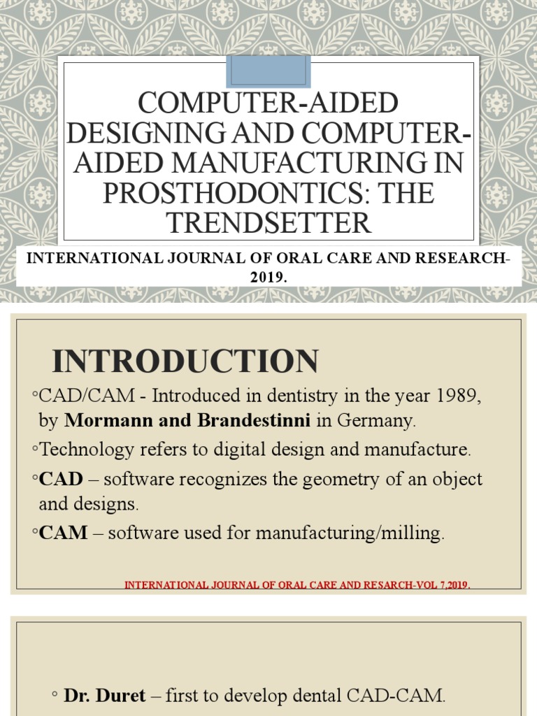 Computer-Aided Designing and Computer-Aided Manufacturing in ...