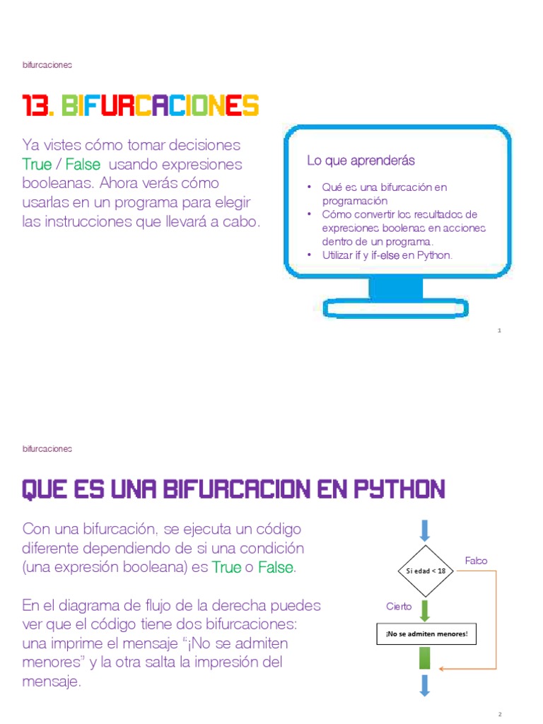 Bifurcaciones y Condicionales en Python | PDF | Python (lenguaje de ...