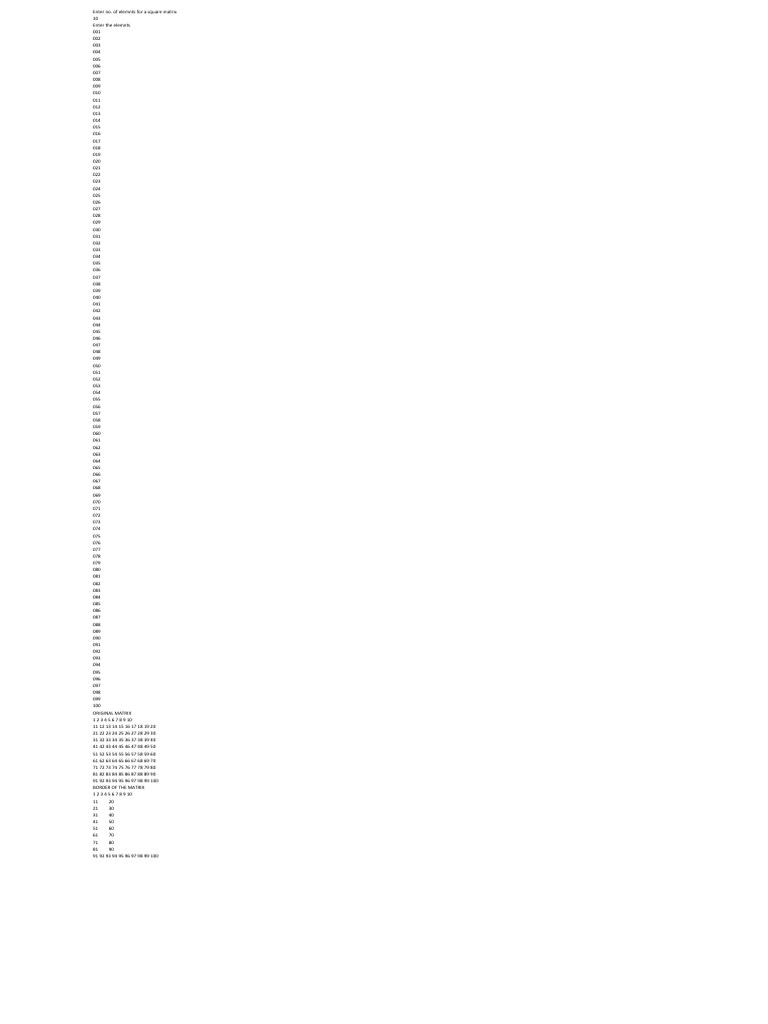 2D Array - Border of Matrix 100 Elements Program Java | PDF