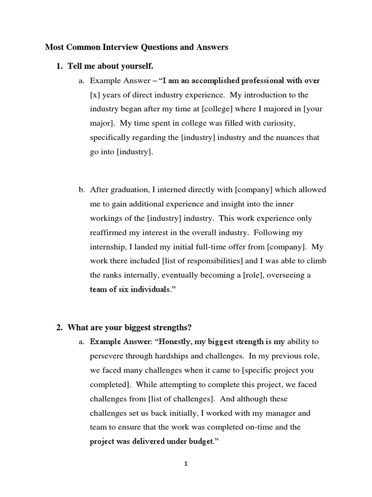 Most Job Interview Questions and Answers | Download Free PDF | Cognition | Cognitive Science