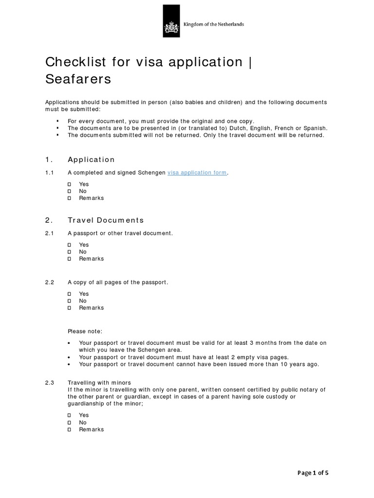 Checklist-Visa-Application-Seafer New | PDF | Travel Visa | Passport