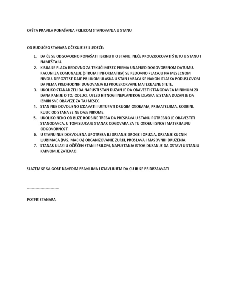 Pravila Ponasanja | PDF