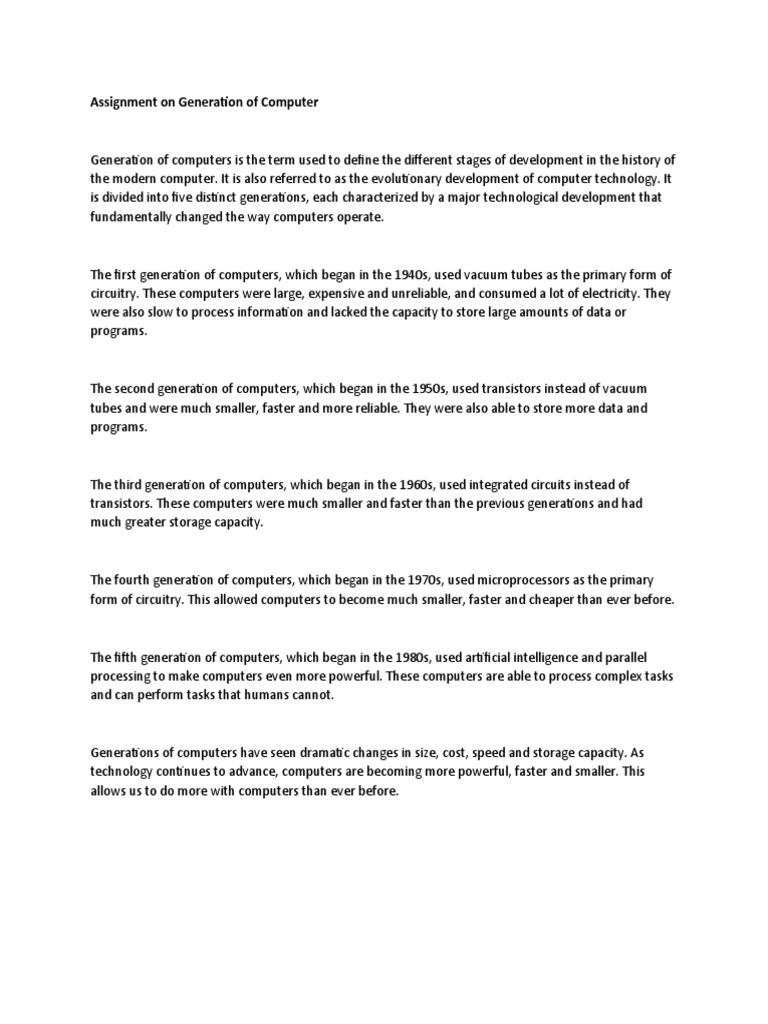 Assignment Generations of Computer | PDF