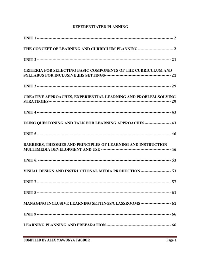 Differentiated Planning | PDF | Differentiated Instruction | Curriculum
