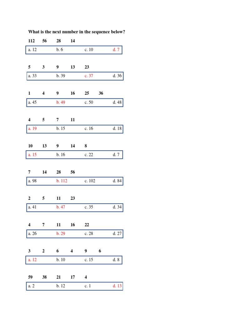 Next number sequence patterns | PDF