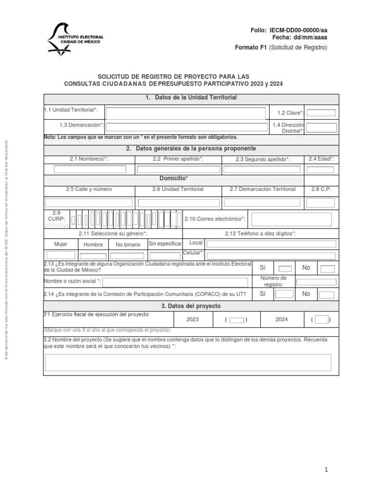 Formato F1 Registro (Editable) | PDF | Privacidad de la información ...