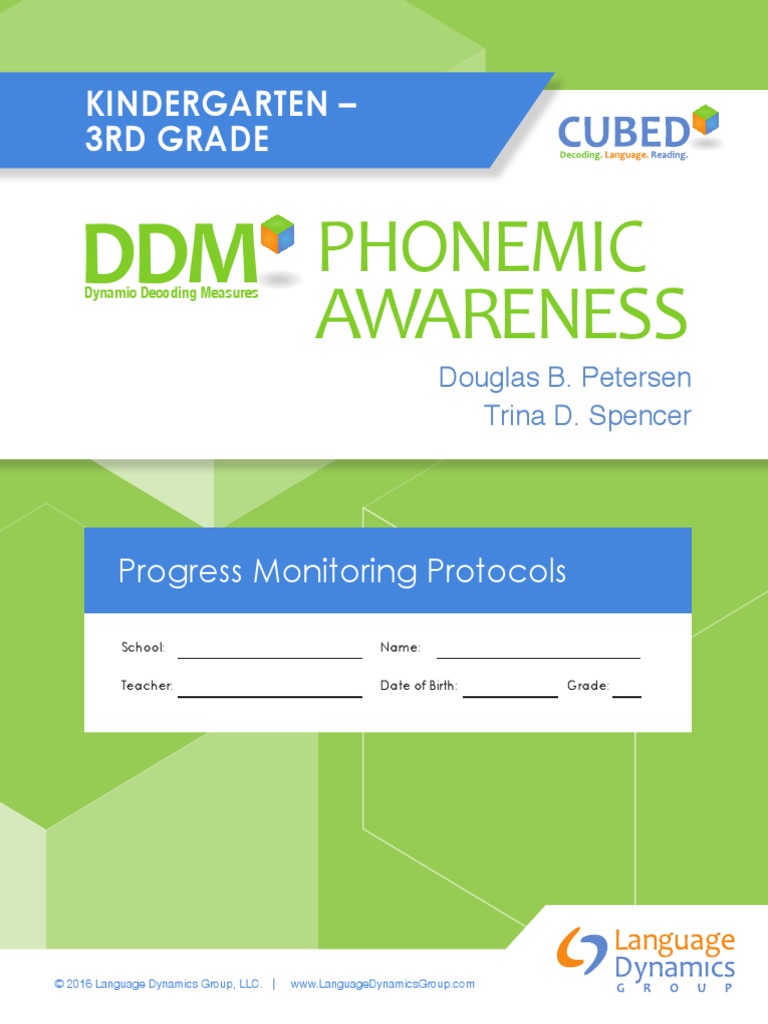 CUBED DDM Ñ Progress Monitoring Ñ Phonemic Awareness Booklet | PDF ...