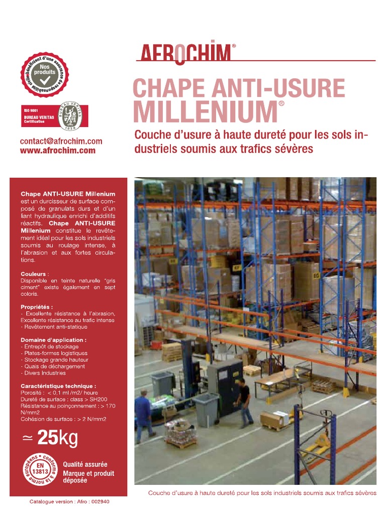 Fiche Technique Chape Anti Usure Millenium Coloree | PDF