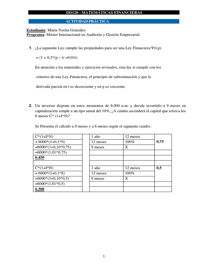 DD120-CP-CO-Esp - v4r0 Ejercicio Resuelto MNGT | PDF | Servicios financieros | Economía Financiera