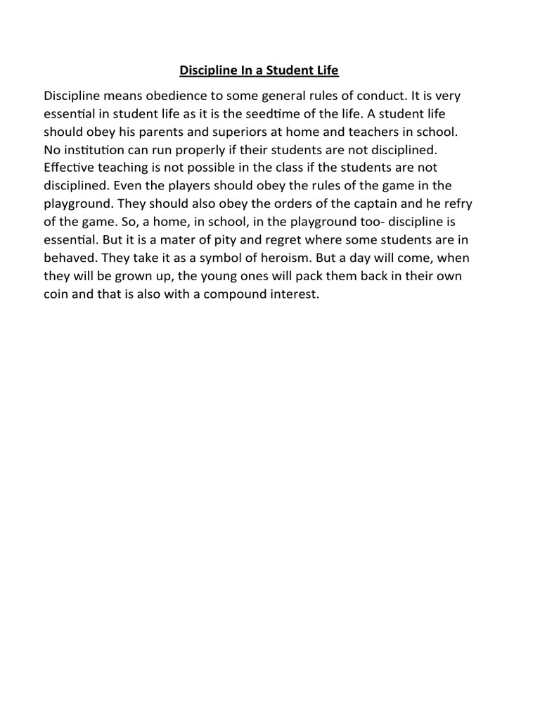 Discipline in A Student Life | PDF