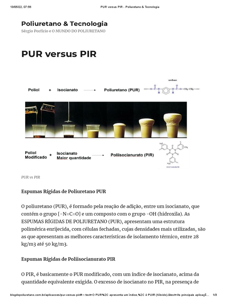 PUR Versus PIR - Poliuretano & Tecnologia | PDF | Poliuretano | Química ...