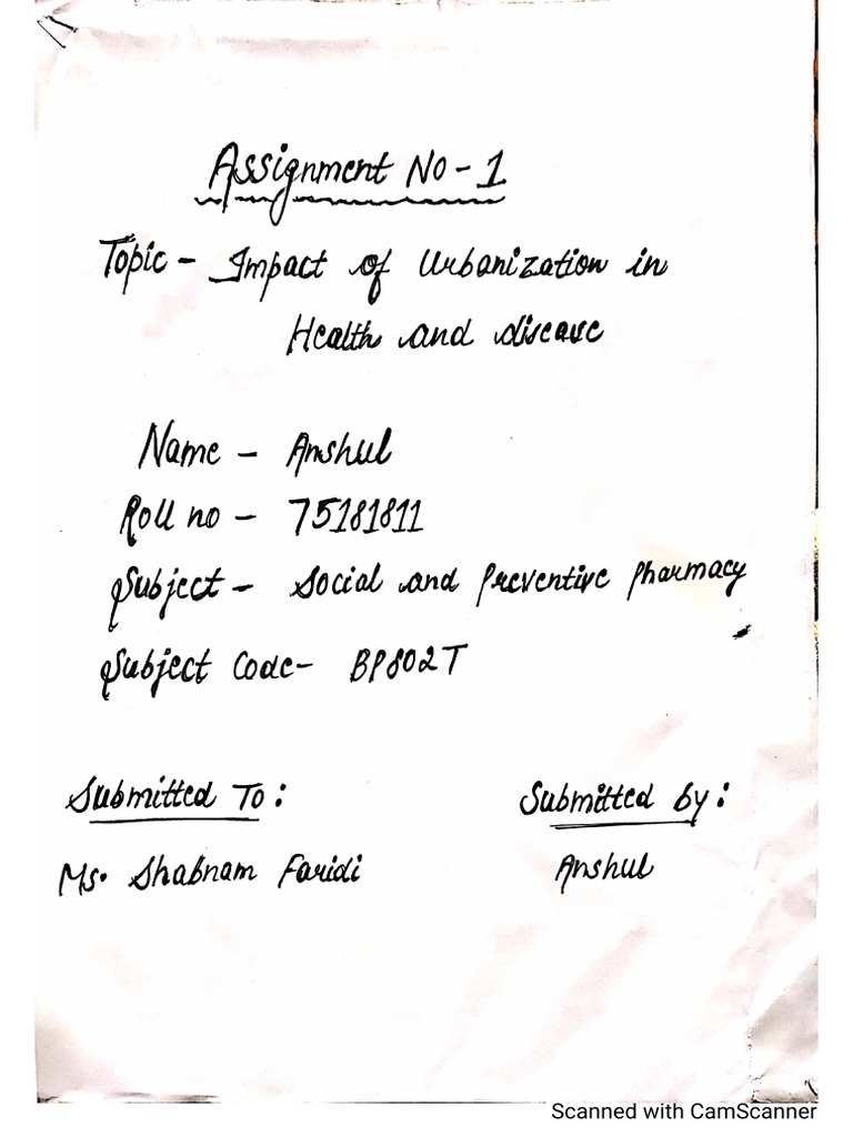 Ist Assignment... Social and Preventive Pharmacy | PDF
