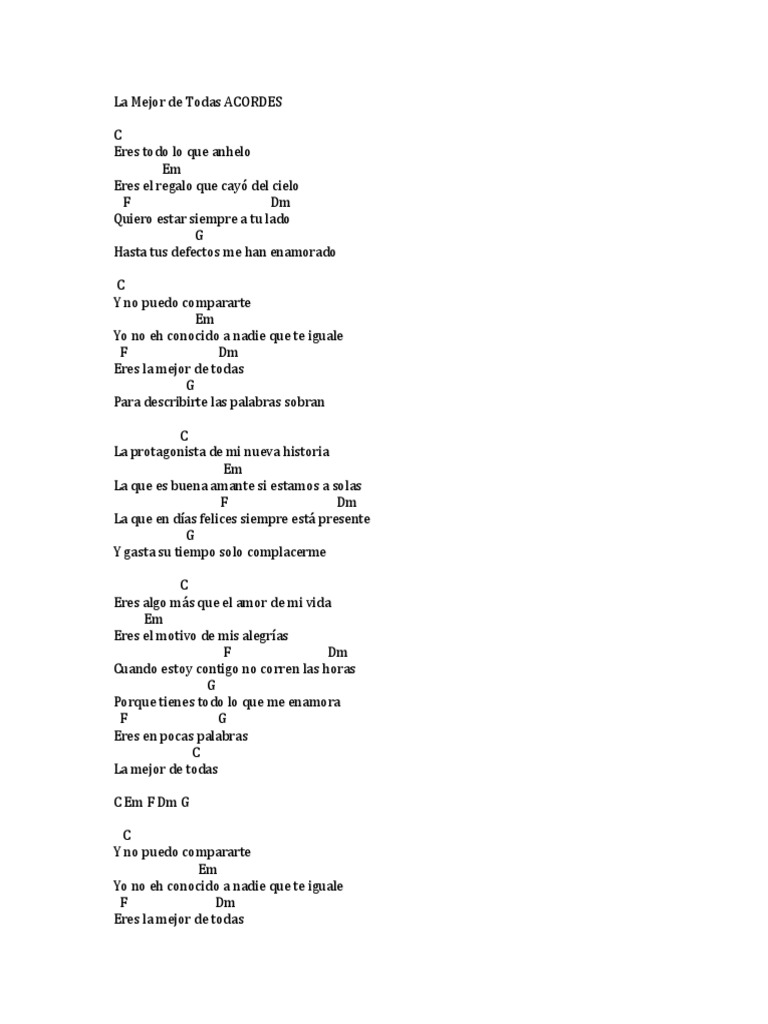 La Mejor de Todas ACORDES | PDF