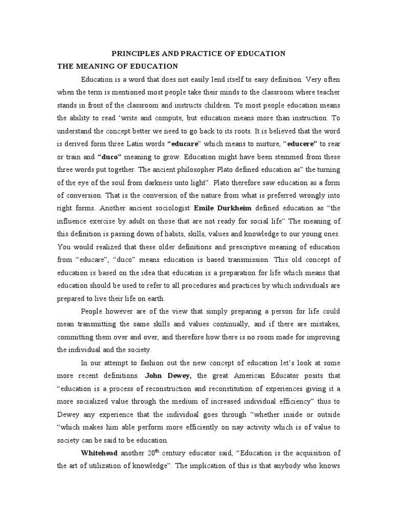 Principles and Practice of Education-1 | PDF | Liberal Arts Education | Learning