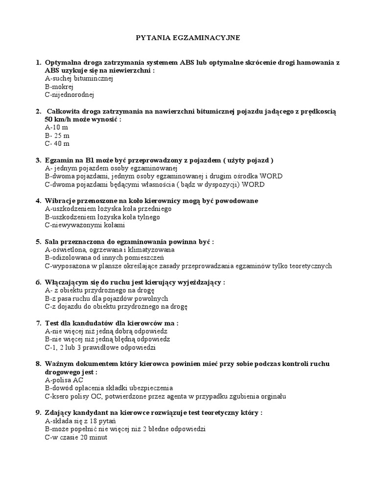 Pytania Egzaminacyjne | PDF