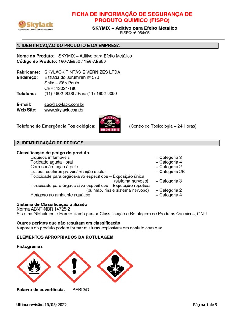 160 - 1e6 Ae650 Skymix Aditivo para Efeito Metalico 2 | PDF | Águas residuais | Dor
