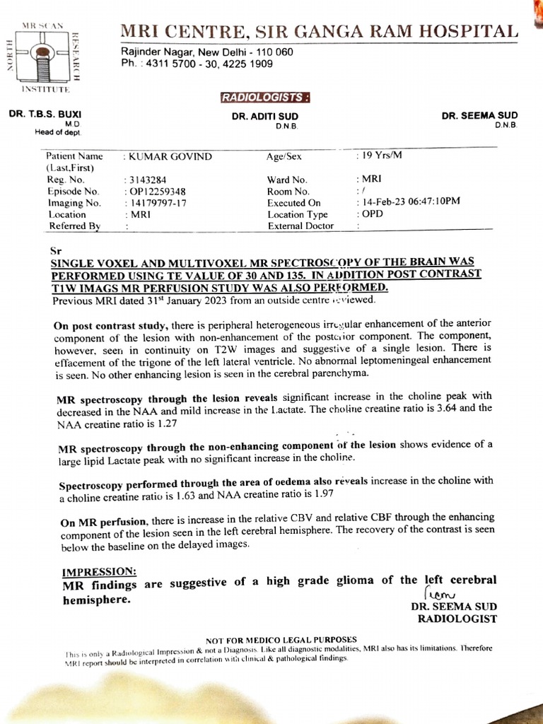 Mri Scan Sir Ganga Ram Hospital Delhi | PDF | Magnetic Resonance ...
