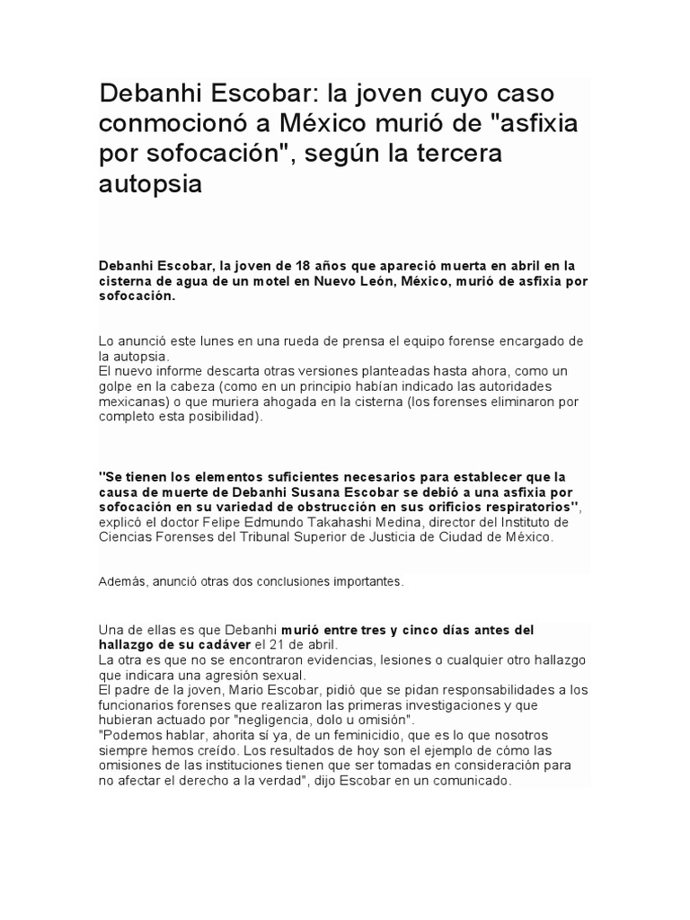 Debanhi Escobar | PDF | Crímenes | Crimen y violencia