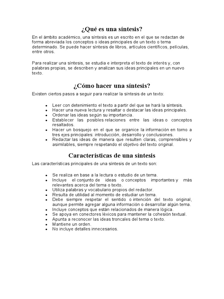 Qué Es Una Síntesis | PDF | Filología | Artes del lenguaje y disciplina