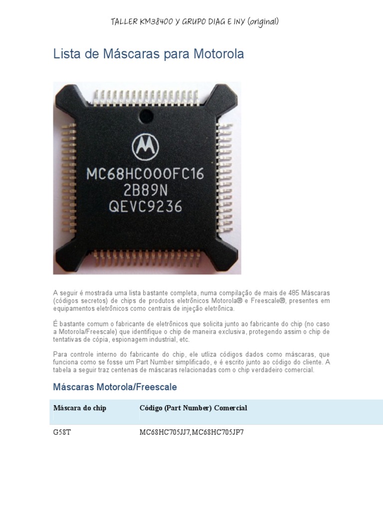 Manual Listado Mascaras Motorola | PDF | Informática | Engenharia da ...