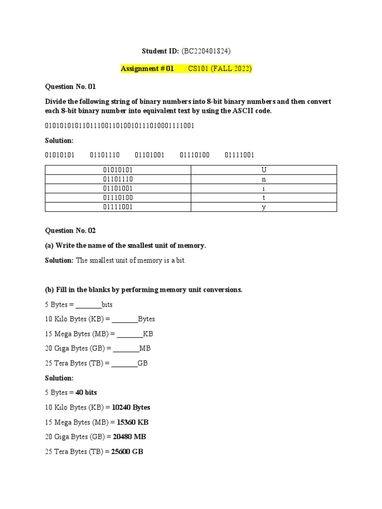 Binary Conversion and Memory Units Guide | PDF