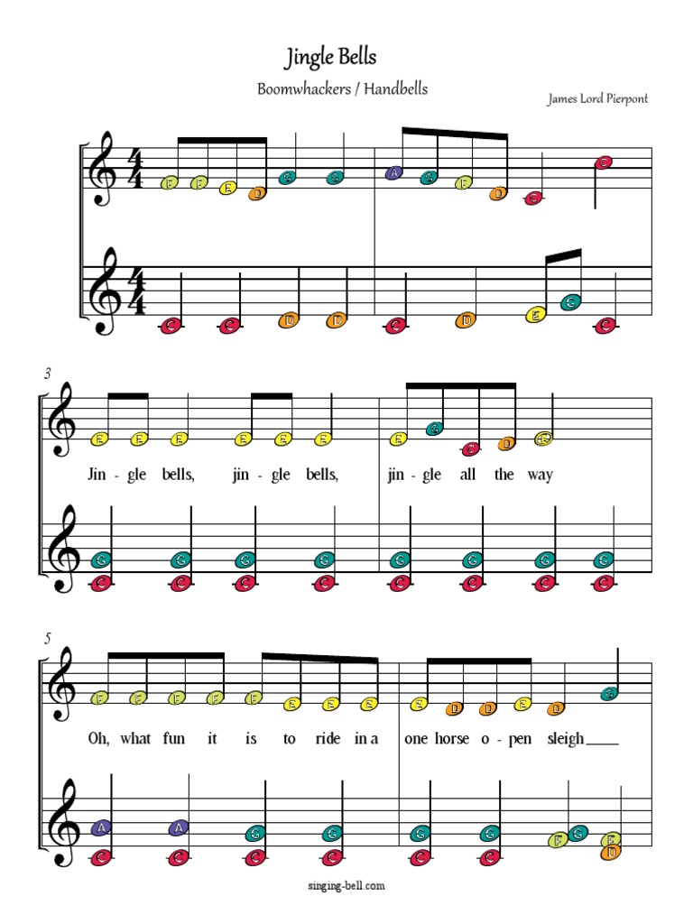 Jingle-Bells Boomwhackers 2voices Sheet-Music Singing-Bell | PDF