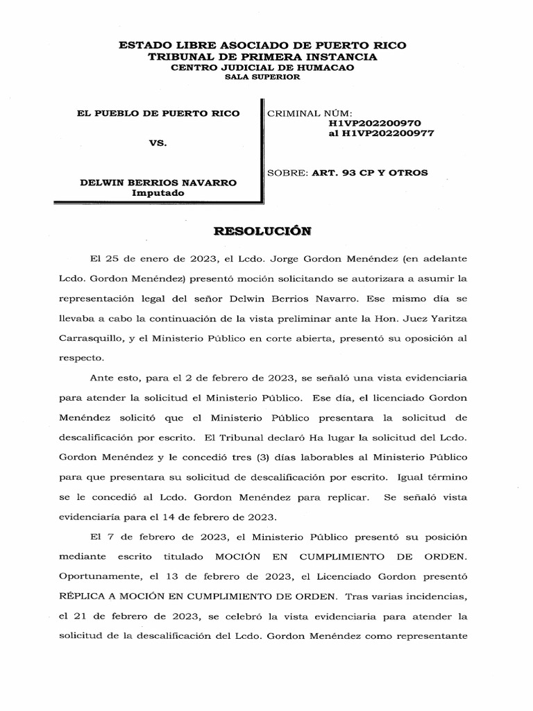 Descalificación Del Lcdo. Jorge Gordon Menéndez | PDF | Violación ...