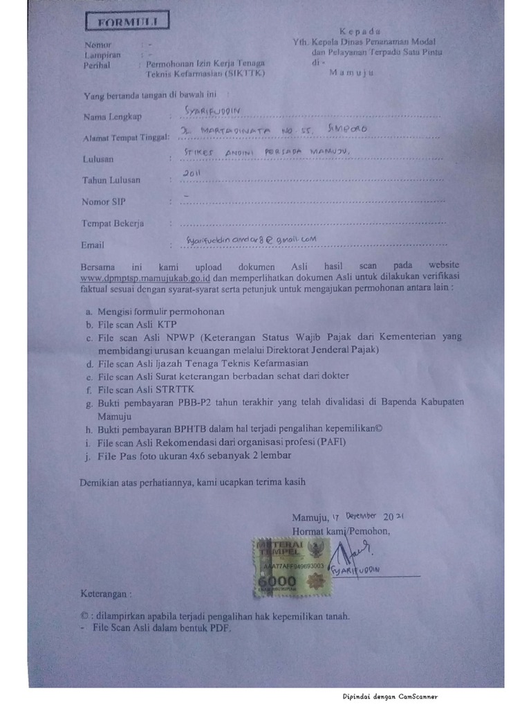 Scan Formulir 1 | PDF