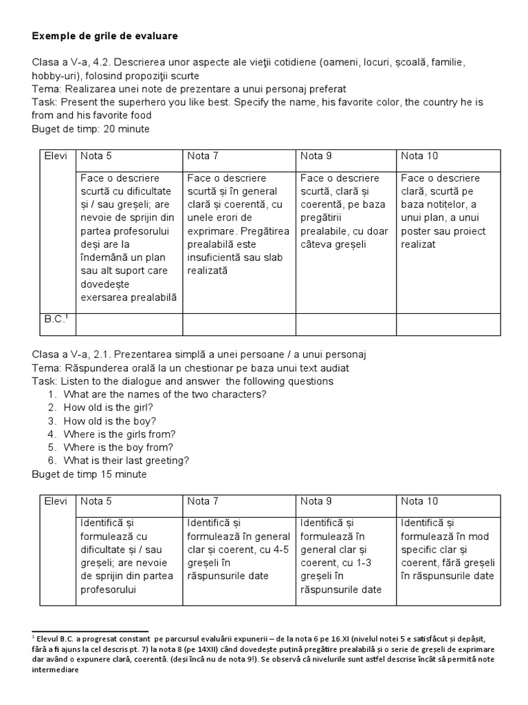 Exemple de Grile de Evaluare Andrei Blaj | PDF