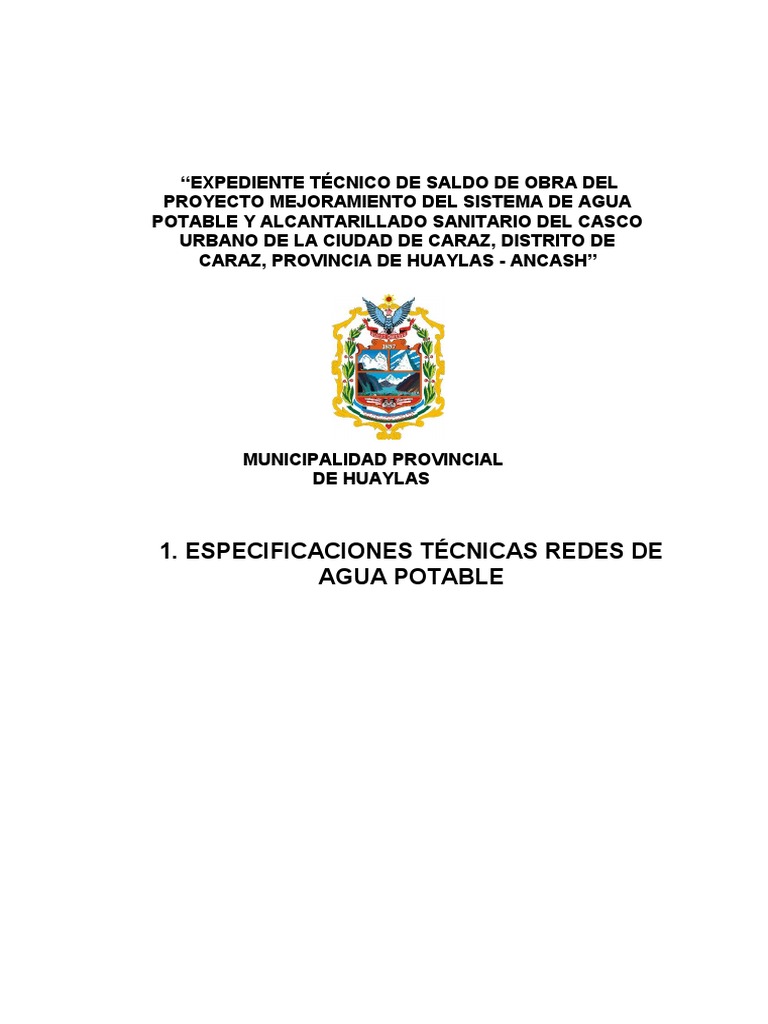 001.especificaciones Tecnicas de Agua Potable 20220928 213255 472 | PDF | Tubería (transporte de ...