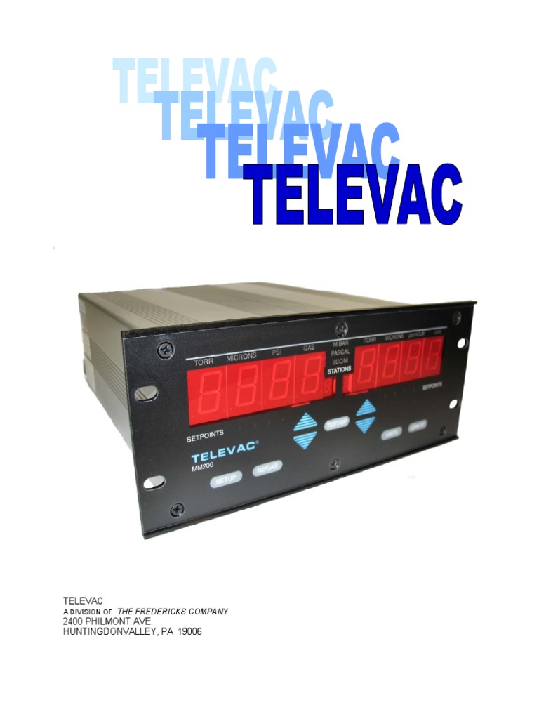 Televac MM200 Vacuum Gauge Manual | PDF | Pressure Measurement | Vacuum