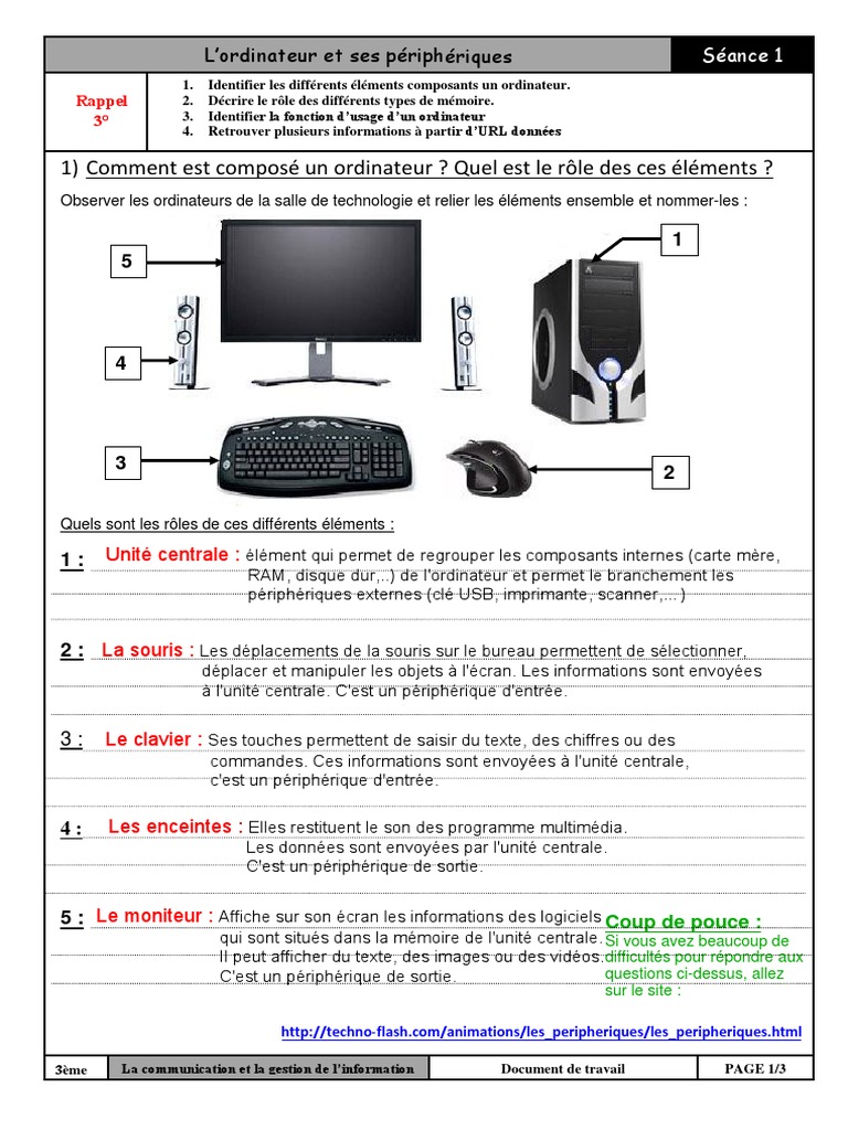 Ordinateur Et Peripheriques 3ème | PDF | Mémoire (informatique ...